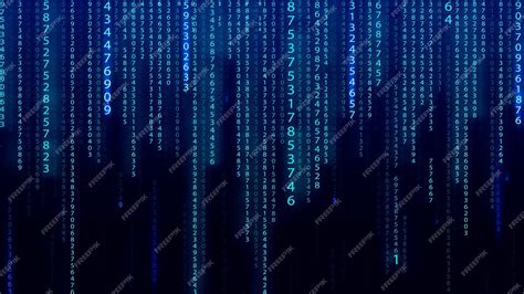 Premium Vector Blue Matrix Background Falling Numbers On Screen