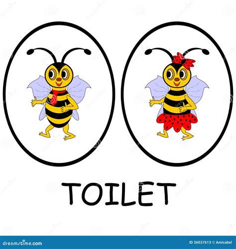 Man And Woman Restroom Signs Funny Cartoon Bees Stock Vector