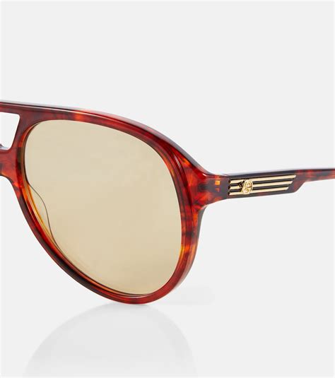 Aviator Sunglasses In Yellow Gucci Mytheresa