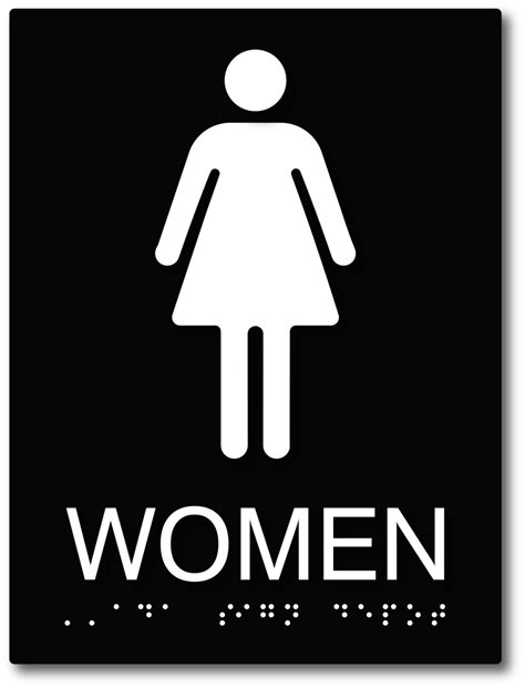 Womens Restroom Signs With Tactile Text And Grade 2 Braille Ada Sign