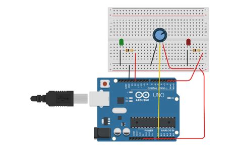 Circuit Design Lora Controlling 2leds Using Potentiometer Tinkercad