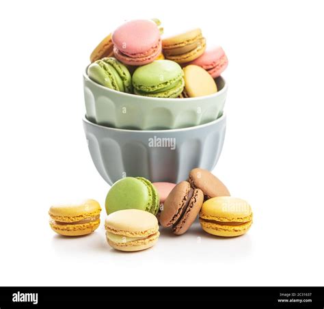 Sweet Colorful Macarons Isolated On White Background Stock Photo Alamy