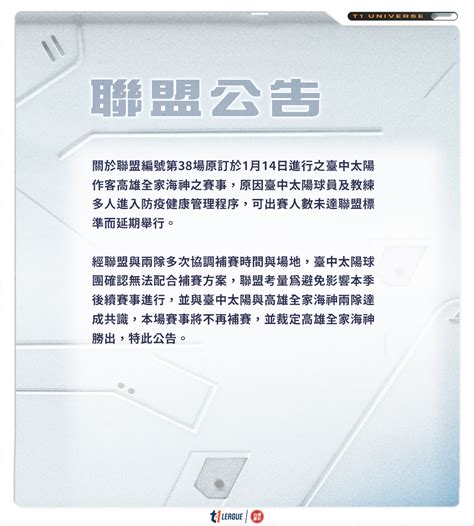 太陽補賽喬不攏 直接裁定海神勝 Tsna體育新聞團隊