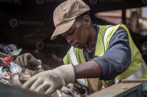 AI Generated Recycling Worker Sorting Waste Generate Ai 38168948 Stock