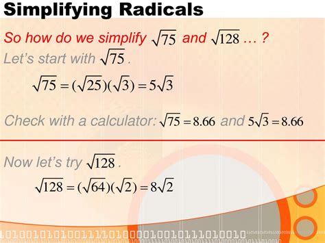 Ppt Simplifying Radicals Powerpoint Presentation Free Download Id