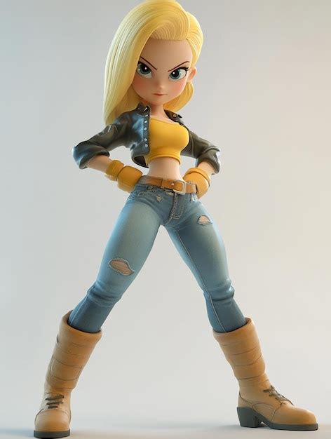3d Cartoon Character Android 18 Blonde Hair Premium Ai Generated Image