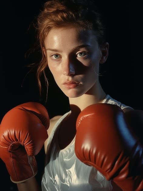 Premium Photo Woman Boxer Wearing Gloves Female Boxer Wearing Gloves