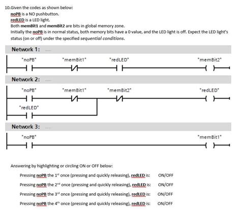 Solved 10 Given The Codes As Shown Below NoPB Is A NO Chegg Com