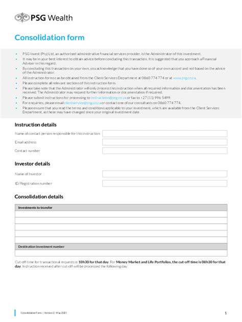 Fillable Online Consolidation Form Fax Email Print Pdffiller