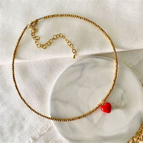 Collar Mini CorazÓn Rojo Y Dorado De Lavalle La Tienda