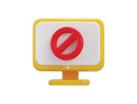 Desktop Monitor With Stop Ban Warning Symbol Icon Concept Of Digital Media Block Icon 3d