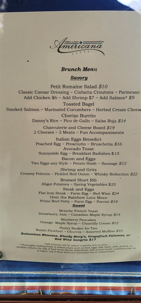 Americana Restaurant Menu Updated 2026