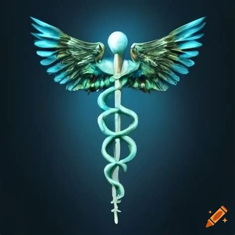 Intricate Minimalistic Line Drawing Of Caduceus With Rose Vines Growing