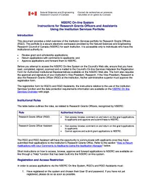 Fillable Online Nserc Crsng Gc NSERC On Line System Instructions For