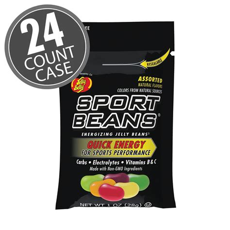 Jelly Belly Sport Beans Energizing Jelly Beans Assorted Flavors 1 Oz Bag 24 Count Case
