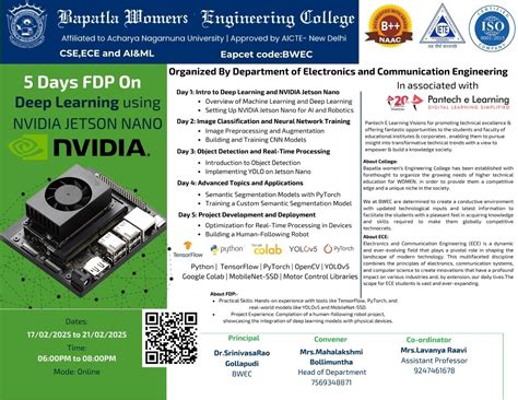 a 5 days fdp on deep learning using nvidia jetson nano bwec