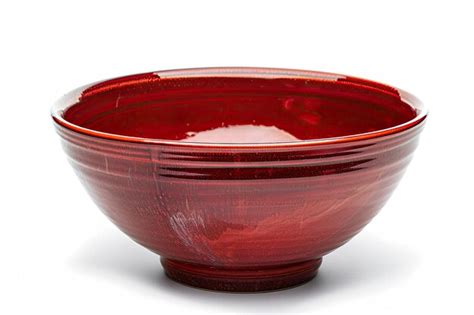 Red Ceramic Bowl Isolated On White Premium Ai Generated Image