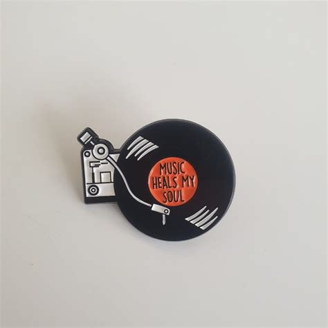 Music Heals My Soul Record Player Badge Kandi Records