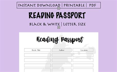 Printable Reading Passport Book Tracker Reading Tracker Reading Log Travel Log Etsy Australia