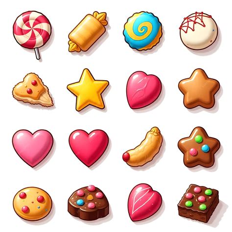 Colorful Sweet Treats Icons For Game Design Premium Ai Generated Vector