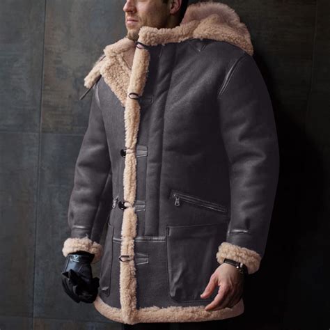 Xysaqa Mens Warm Winter Coat Men Hooded Thicken Sherpas Lined Jacket