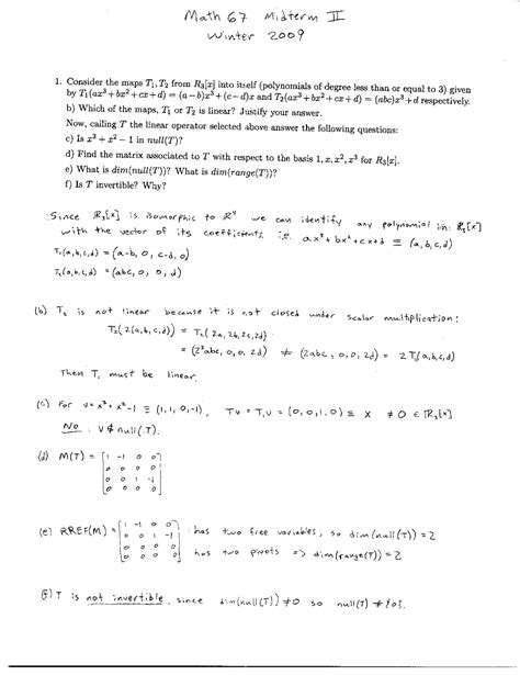 Solved Midterm Exam For Modern Linear Algebra Mat 067 Docsity