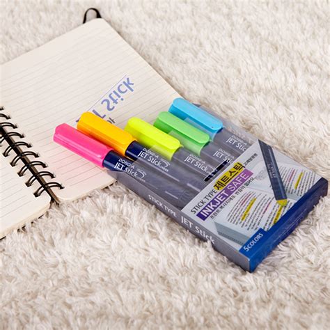 도매콜 제트 스틱고체 형광펜 5색