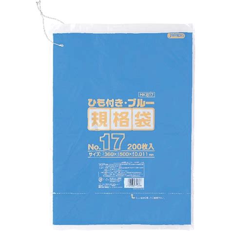 【ソロエルアリーナ】 ジャパックス Hd規格袋 紐付き No17 200枚 青 厚み0011mm 15冊入り Hkb17 1セット