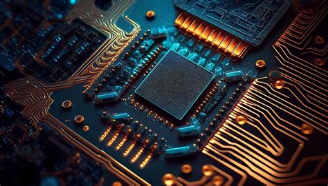 Premium Photo Super Macro Glowing Computer Chip And Cpu Motherboard Technology Circuit Board