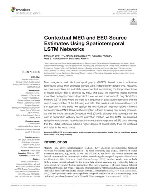 Pdf Contextual Meg And Eeg Source Estimates Using Spatiotemporal Lstm Networks