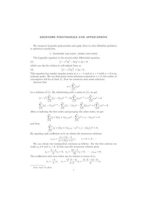 pdf note13 legendre polynomials and application dokumen tips