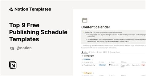 Top 9 Free Publishing Schedule Templates Notion Template Marketplace