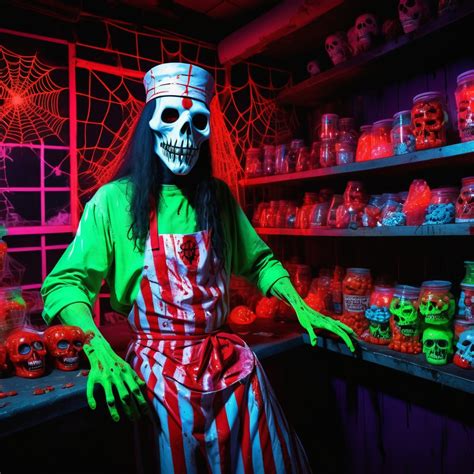 Terrifying Zombie Serves Candy In Abandoned Shop Stable Diffusion Online