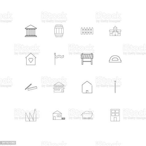 건물 및 건축 간단한 선형 아이콘 설정합니다 개요 벡터 아이콘 0명에 대한 스톡 벡터 아트 및 기타 이미지 0명 공장 산업 건물 기 Istock