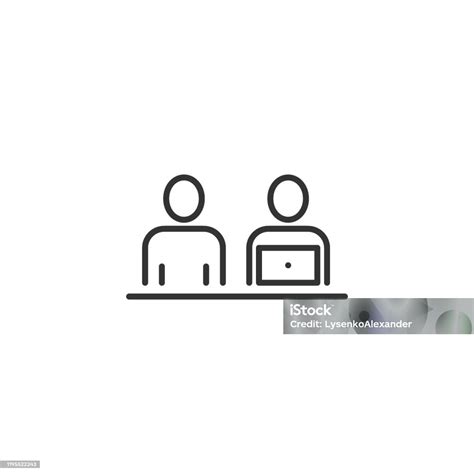 플랫 스타일의 노트북 컴퓨터 아이콘을 가진 사람들 흰색 격리 된 배경에 Pc 사용자 벡터 그림입니다 사무실 관리자 비즈니스