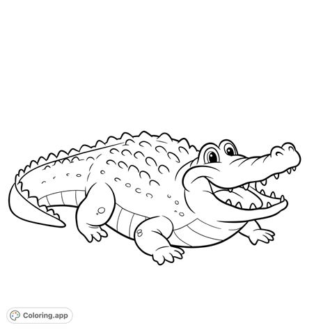 Smiling Cartoon Alligator Coloringapp