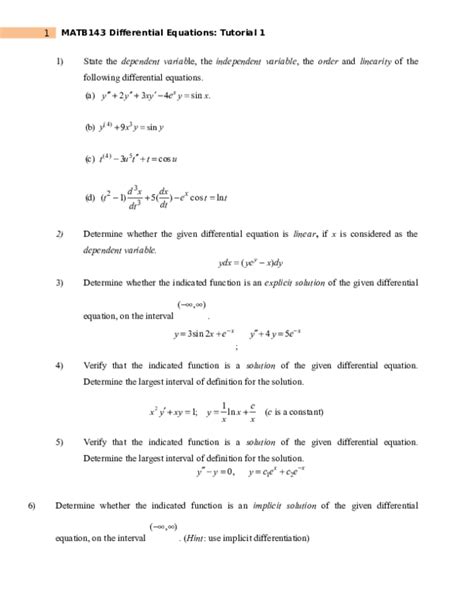 Doc Differential Equation Tutorial 1