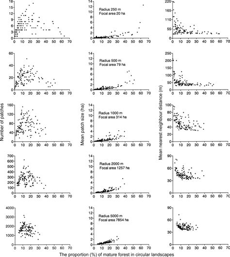 Number Of Patches Mean Patch Size And Mean Nearest Neighbour Distance Download Scientific