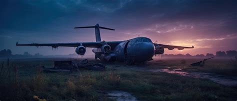 Premium Ai Image Big War Plane Military Post Apocalypse Landscape War