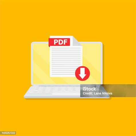 Unduh Tombol Pdf Di Layar Laptop Mengunduh Konsep Dokumen File Dengan