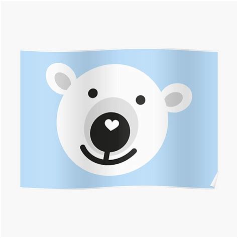 Cute Polar Bear Face Poster For Sale By Vicellisart Redbubble