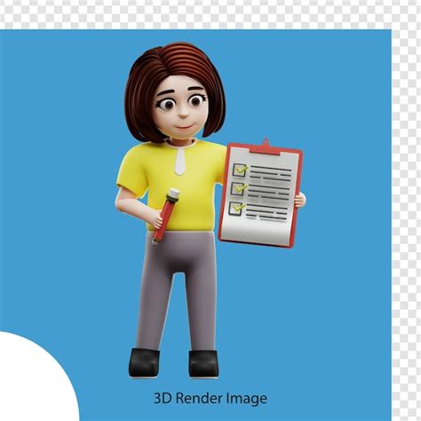 Premium Psd 3d Illustration Girl Student Explaining Rules