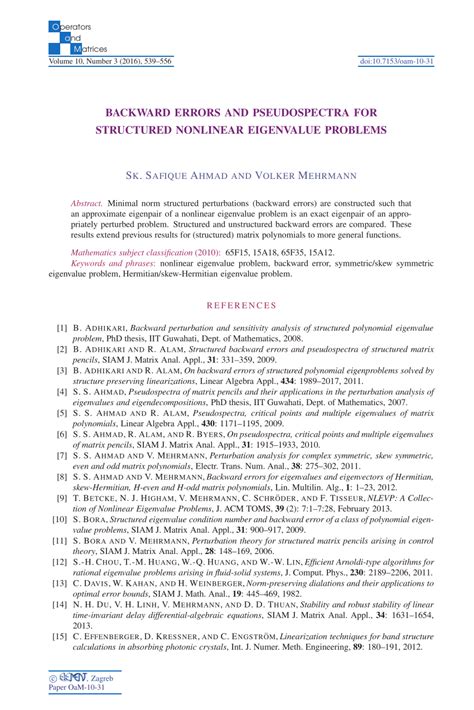 Pdf Backward Errors And Pseudospectra For Structured Nonlinear