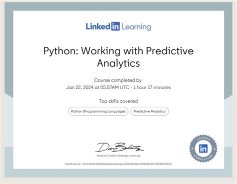 Completed Python Working With Predictive Analytics Certificate Aditya Dsouza Posted On The