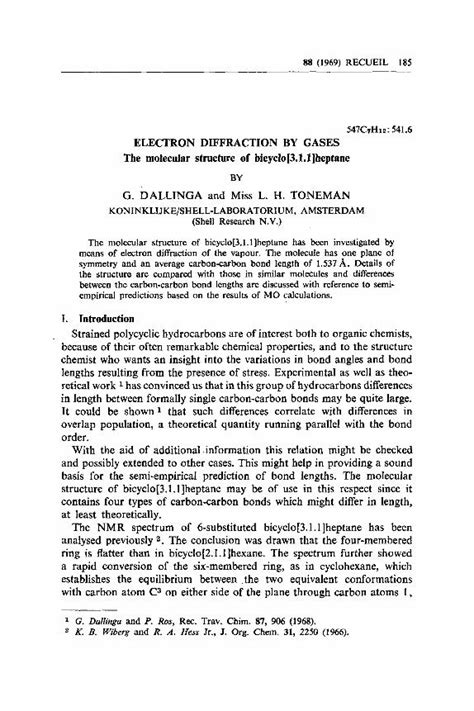 Pdf Electron Diffraction By Gases The Molecular Structure Of Bicyclo