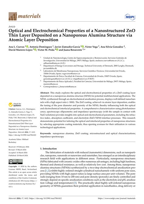 Pdf Optical And Electrochemical Properties Of A Nanostructured Zno