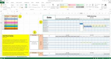 Excel Template Easy Automatic Project And Shift Planner For Etsy