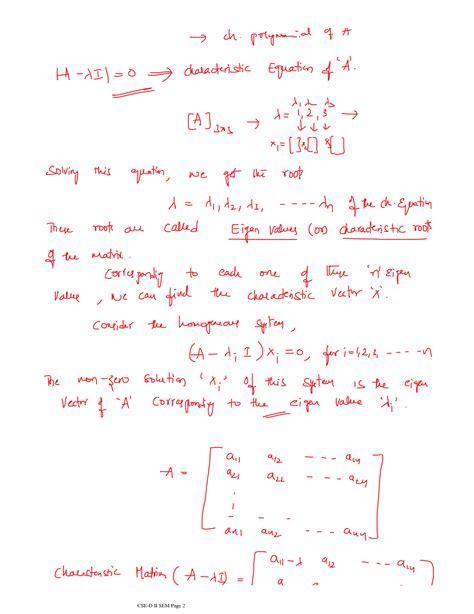 SOLUTION Eigen Values And Eigen Vectors Notes Studypool