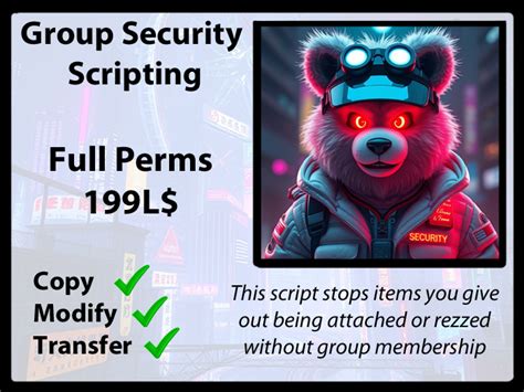 Second Life Marketplace Group Security Scripting V10