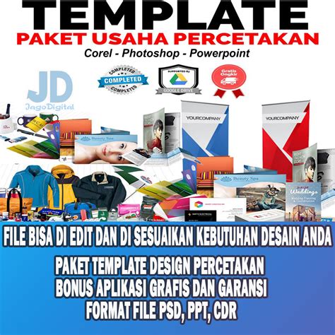 Jual Template Design Percetakan Paket Bonus Aplikasi Grafis Shopee